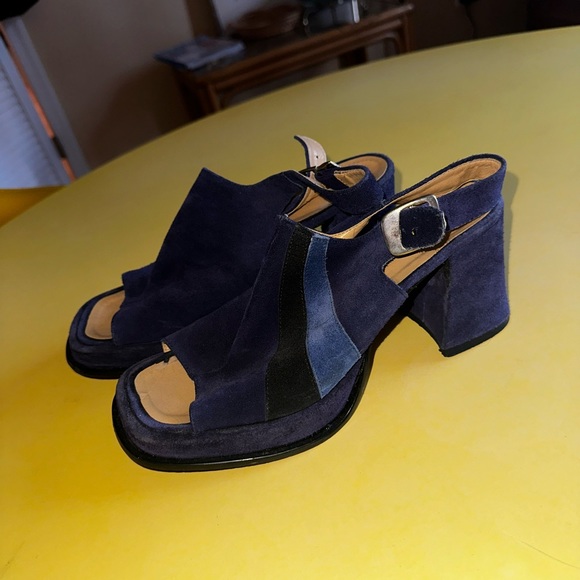 Vintage | Shoes | Vintage Blue Suede Clogs | Poshmark